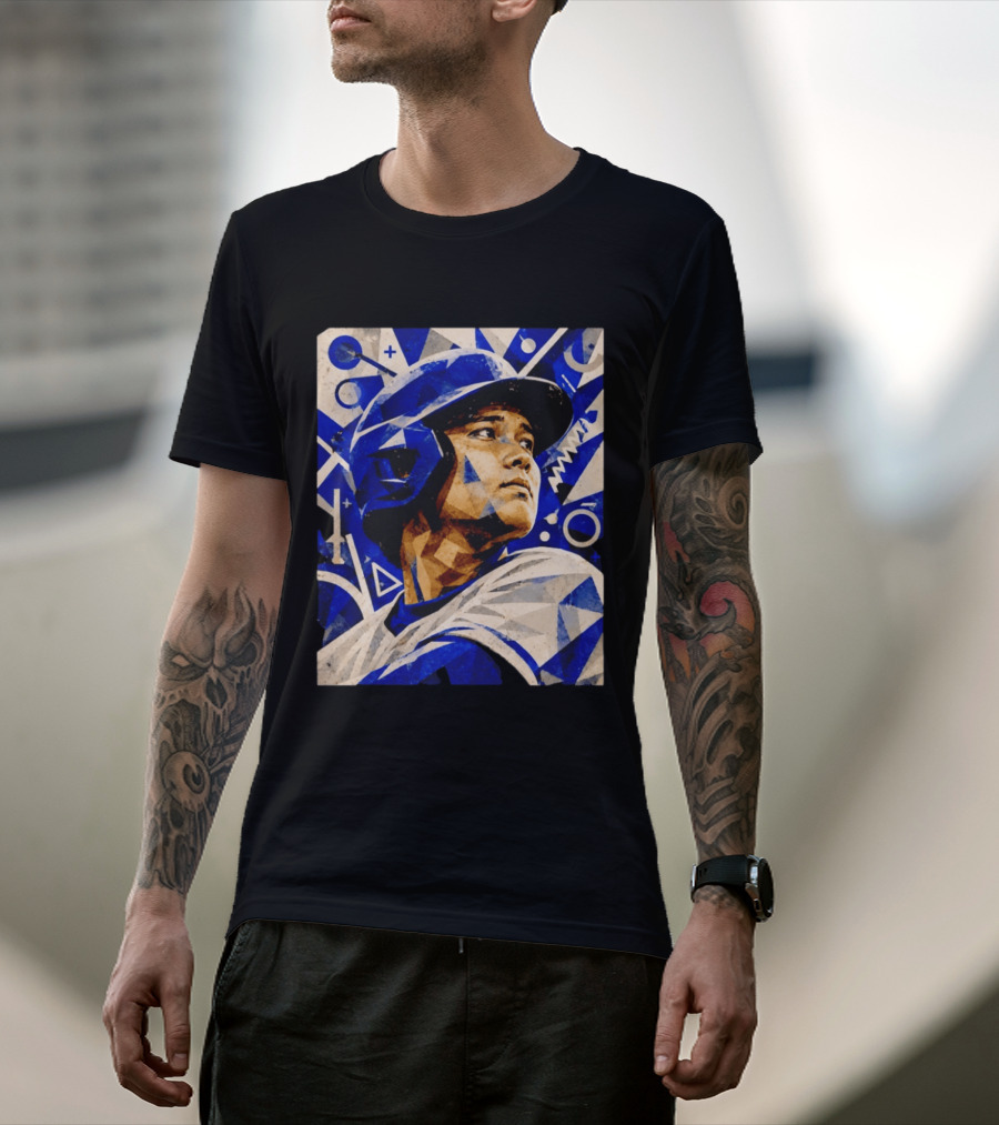 Shohei Ohtani Los Angeles Dodgers Geometric Blue Abstract Baseball T-Shirt