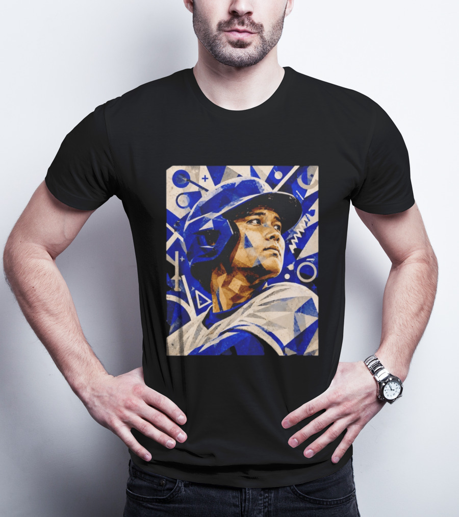 Shohei Ohtani Los Angeles Dodgers Geometric Blue Abstract Baseball T-Shirt