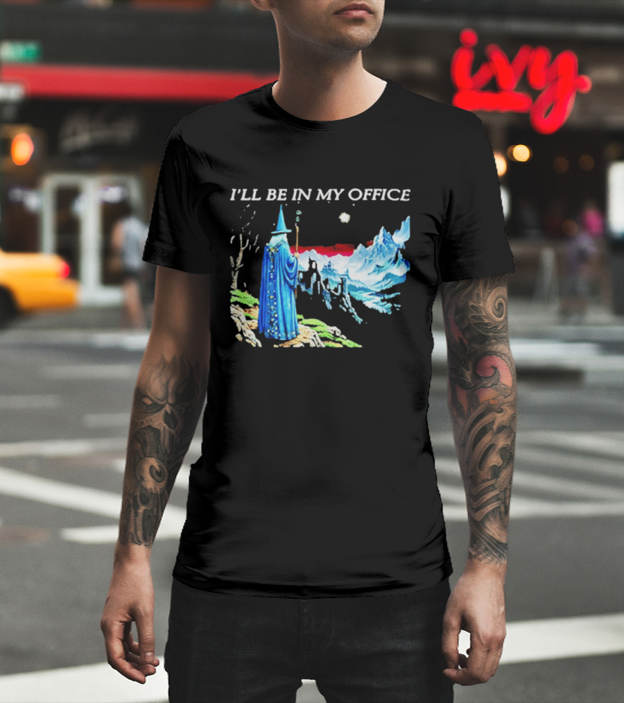 I'll Be In My Office Wizard Fantasy Castle Scene T-Shirt