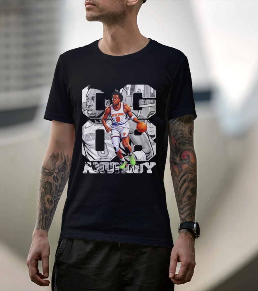 New York Anunoby 08 Basketball Comic Knicks T-Shirt