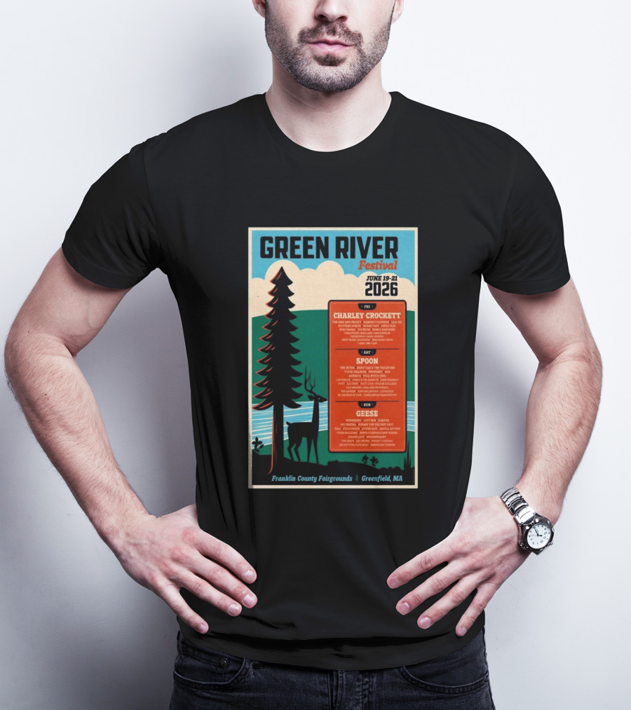 Green River Festival June 19 21 2026 Franklin County Fairgrounds Greenfield MA Featuring Charley Crockett Spoon Geese T-Shirt