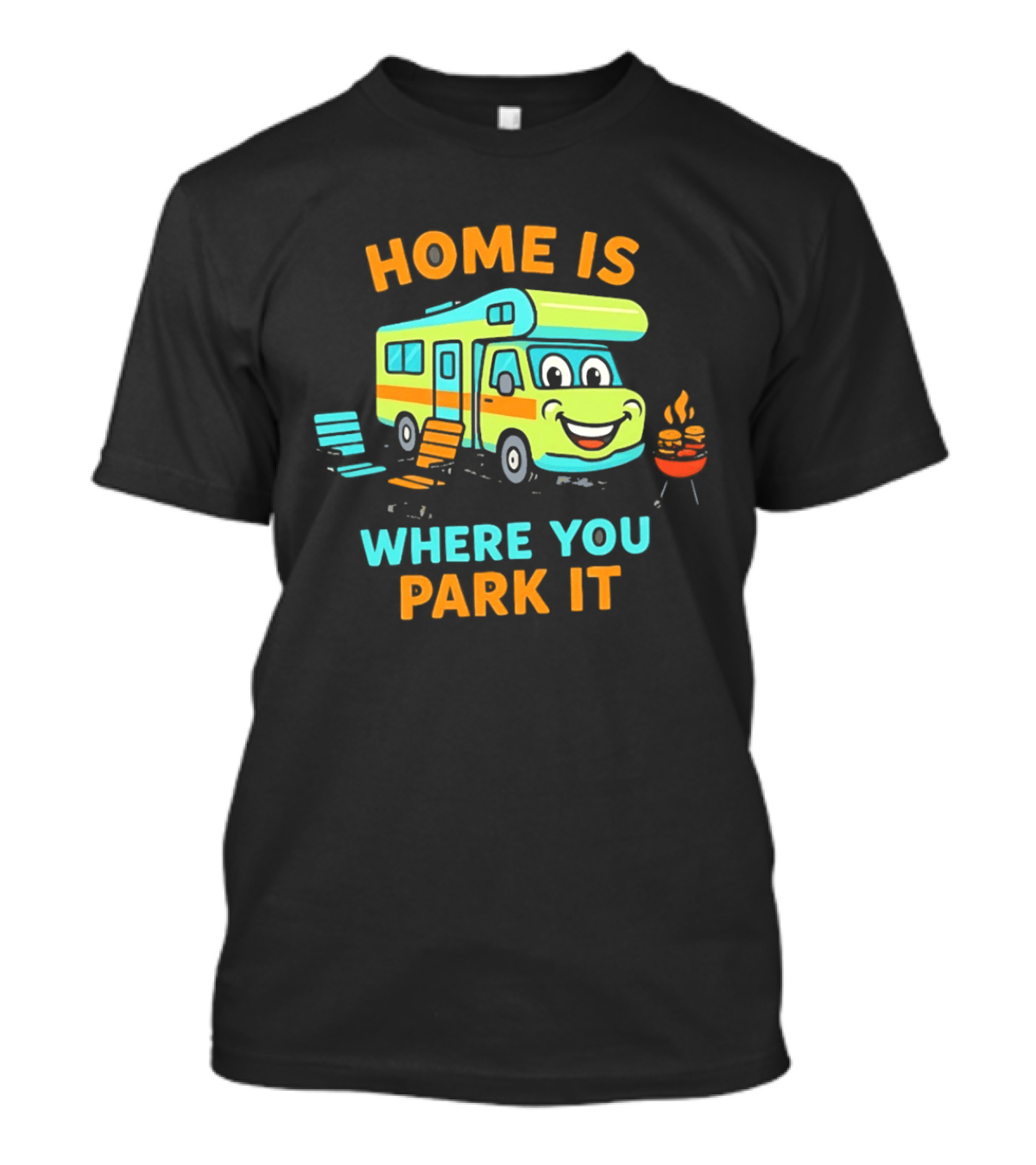 Home Is Where You Park It Fun Cartoon RV Camping Adventure T-Shirt