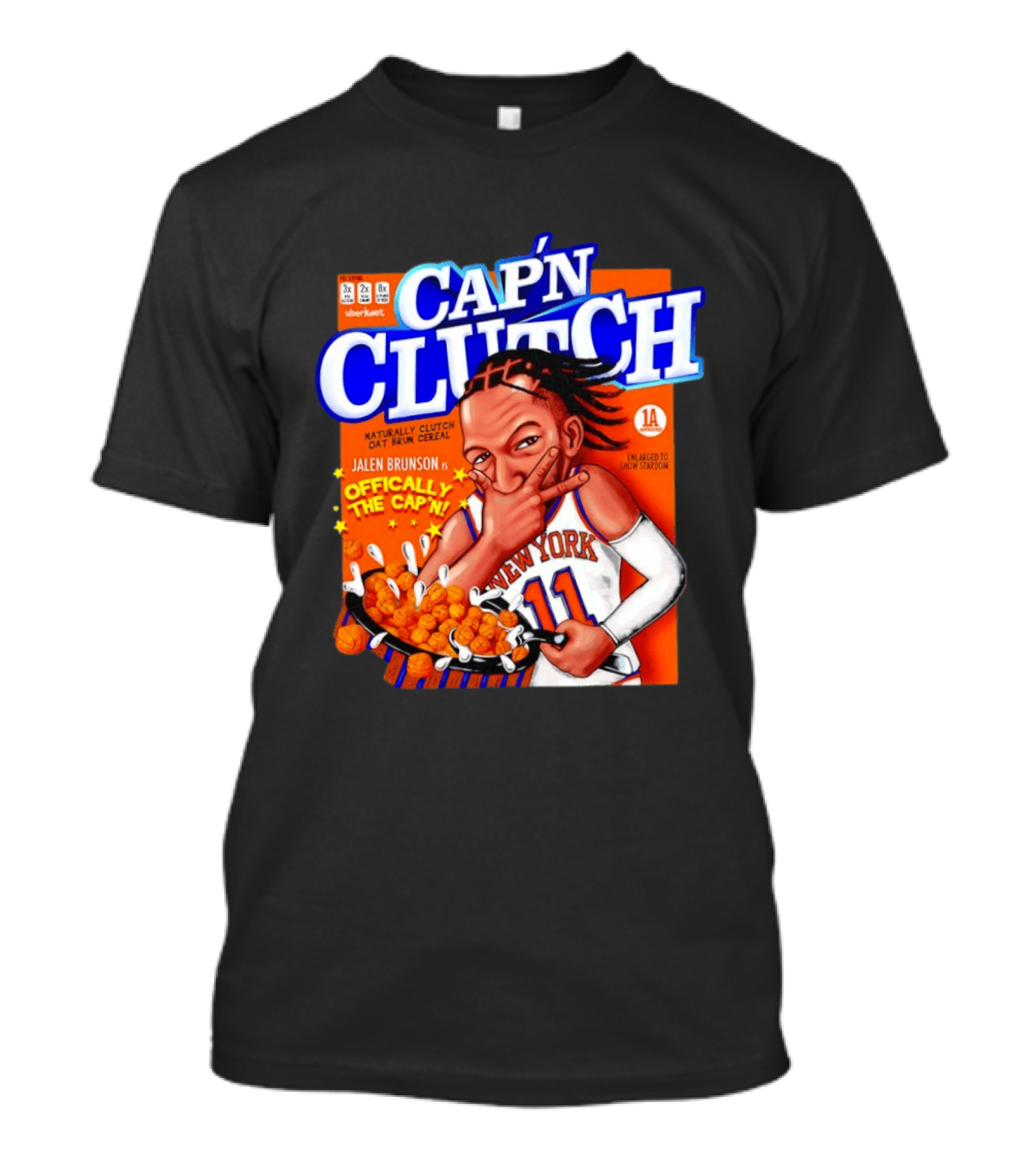 Cap'n Clutch Jalen Brunson New York Offically The Cap'n Cereal Box Comic T-Shirt