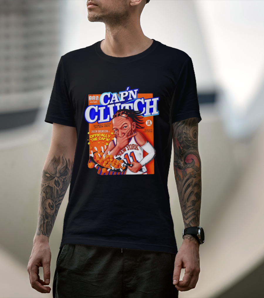 Cap'n Clutch Jalen Brunson New York Offically The Cap'n Cereal Box Comic T-Shirt