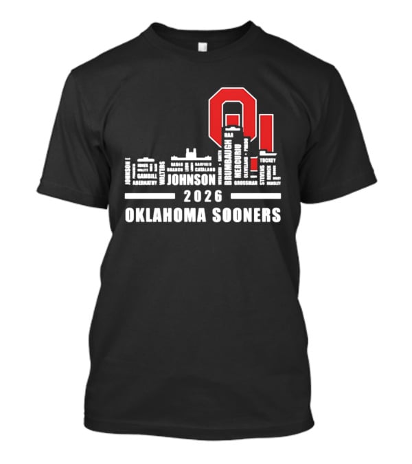 Oklahoma Sooners 2026 Johnson City Skyline Player Name T-Shirt