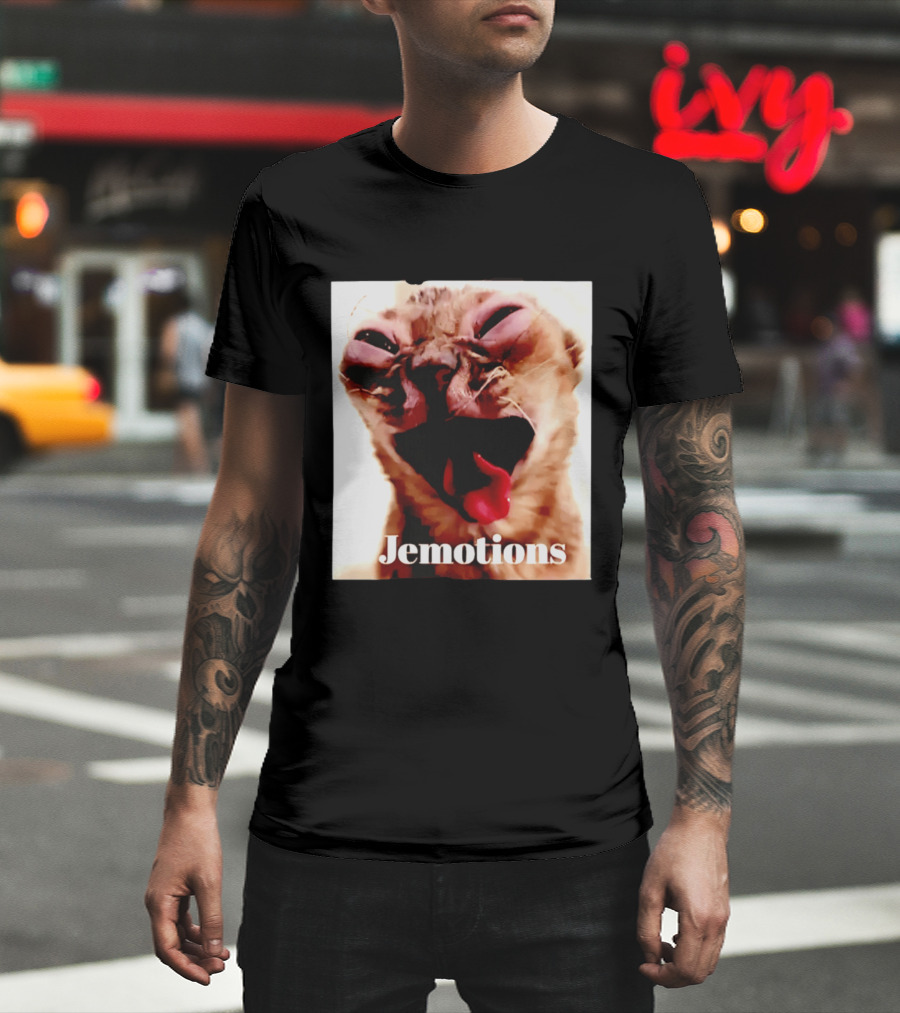 Jemotions Cat Funny Kitten Face Hilarious Expression T-Shirt