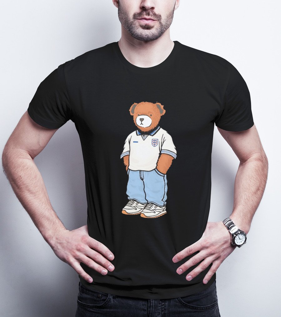 Three Lions England '90 Pickles Teddy Bear Retro Soccer Fan T-Shirt