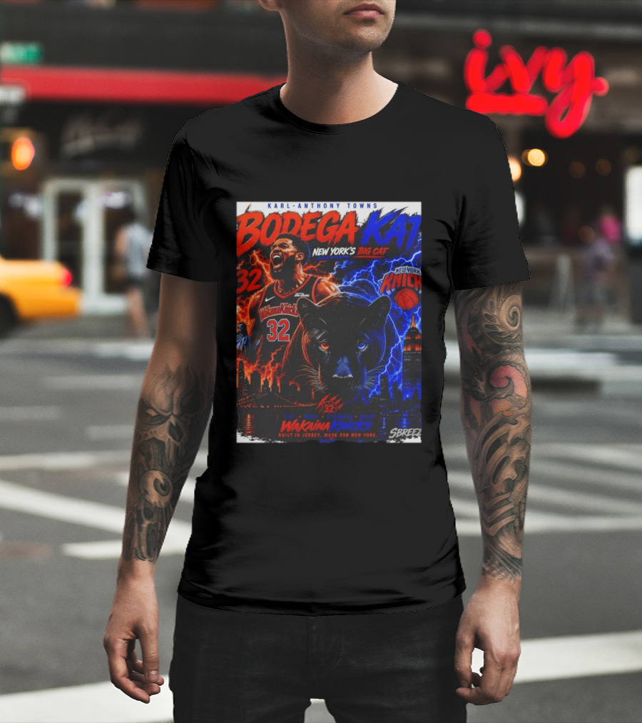 Bodega KAT Karl Anthony Towns Wakaina Knicks 2026 New York's Big Cat 32 T-Shirt