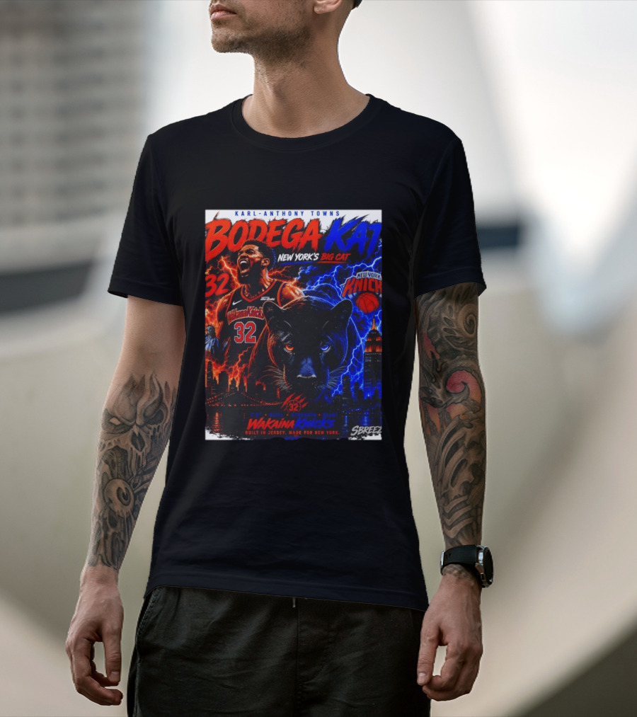 Bodega KAT Karl Anthony Towns Wakaina Knicks 2026 New York's Big Cat 32 T-Shirt