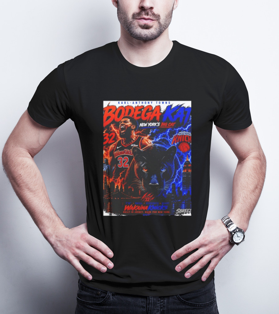 Bodega KAT Karl Anthony Towns Wakaina Knicks 2026 New York's Big Cat 32 T-Shirt