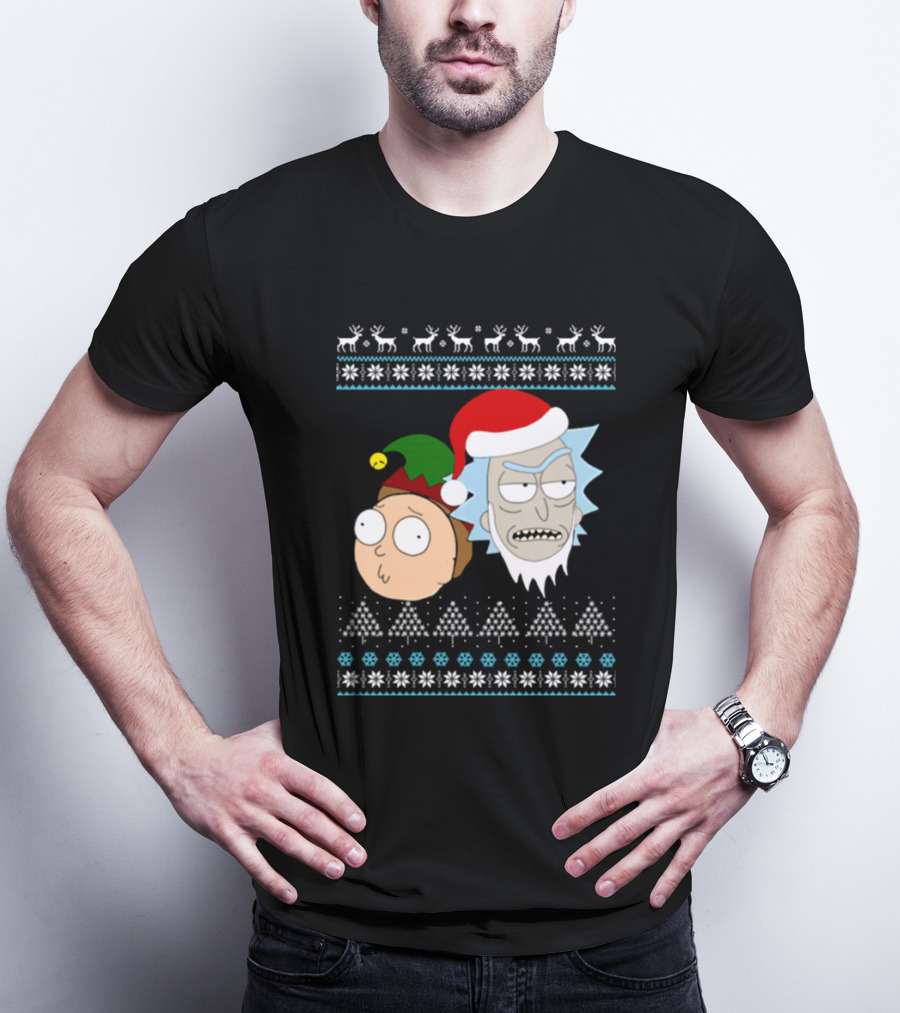 Rick Santa Morty Elf Christmas Sweater T-Shirt