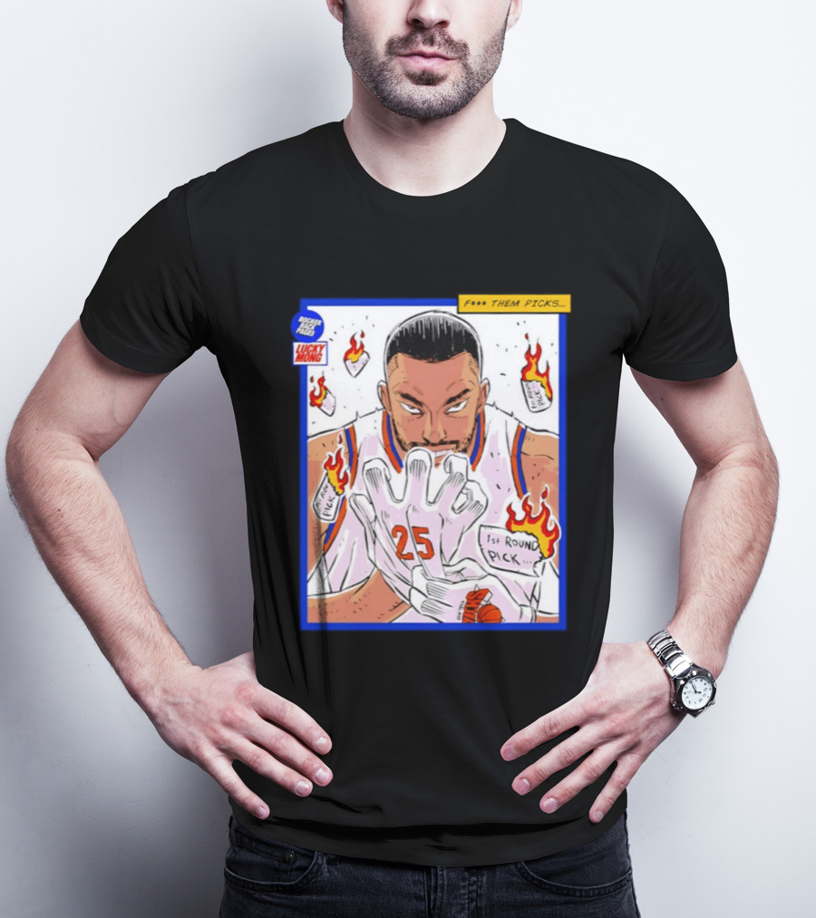 Lucky Mong Knicks Mikal Bridges Comic 25 Flames 1st Round Picks T-Shirt