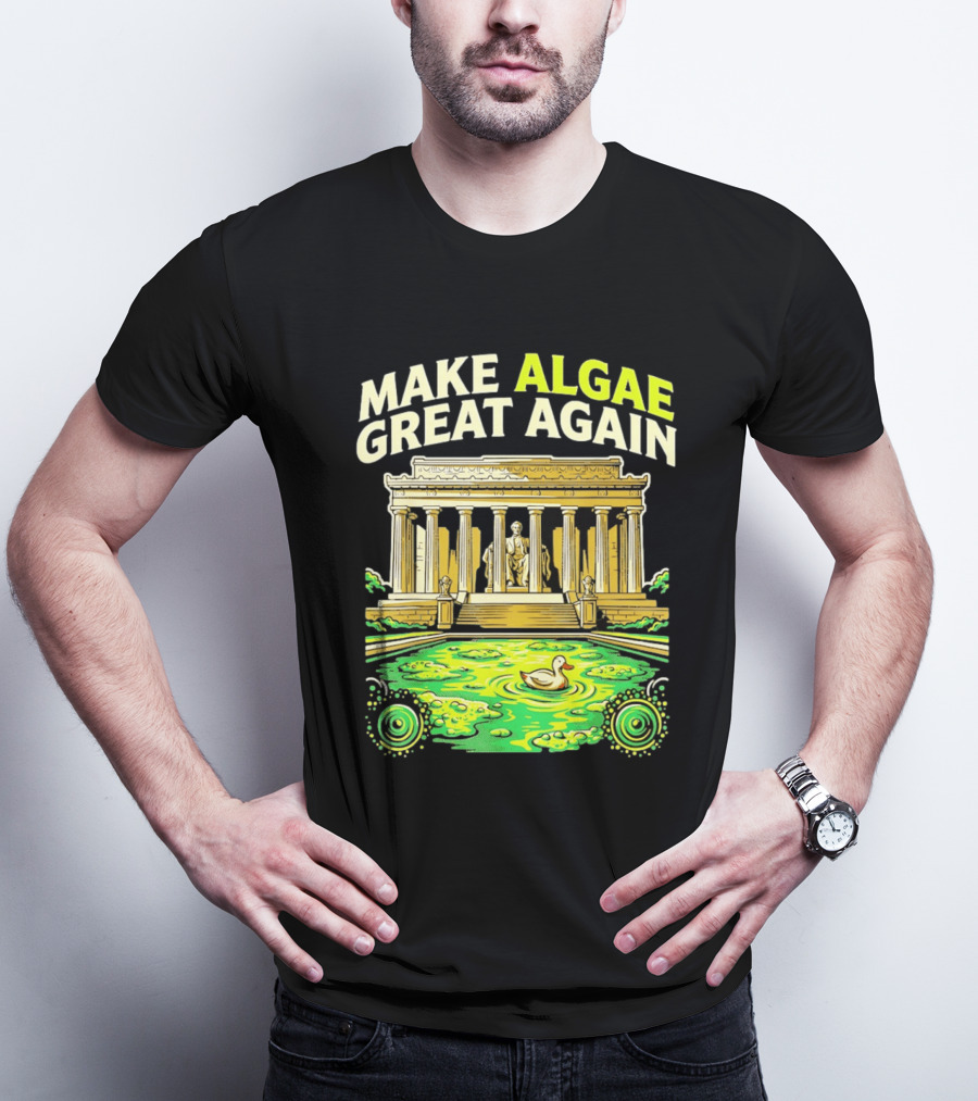 Make Algae Great Again Greek Temple Duck Pond Political Satire T-Shirt