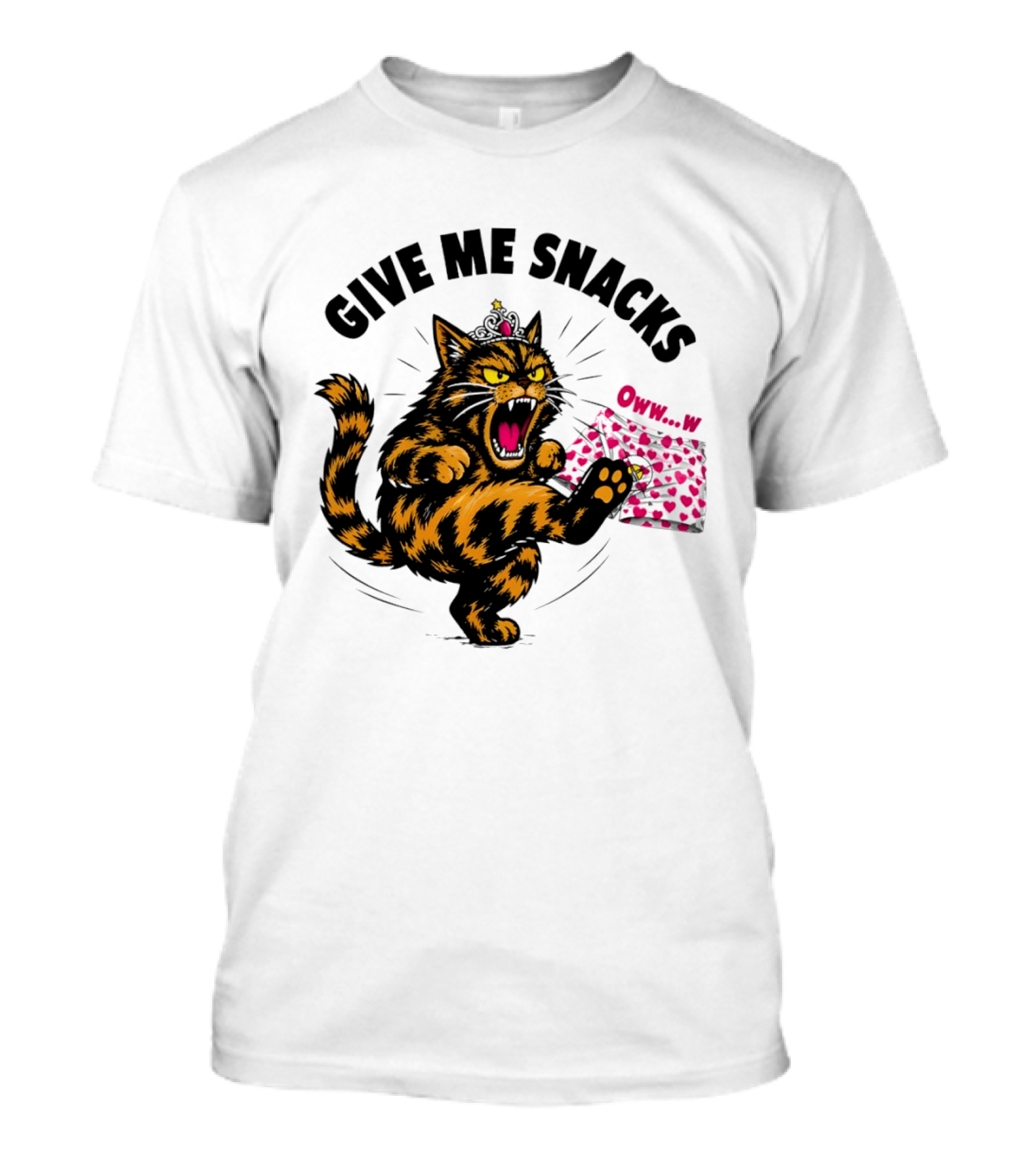 Cat Crown Give Me Snacks Owww W Wild Feline Fun T-Shirt