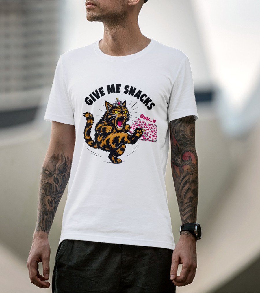 Cat Crown Give Me Snacks Owww W Wild Feline Fun T-Shirt