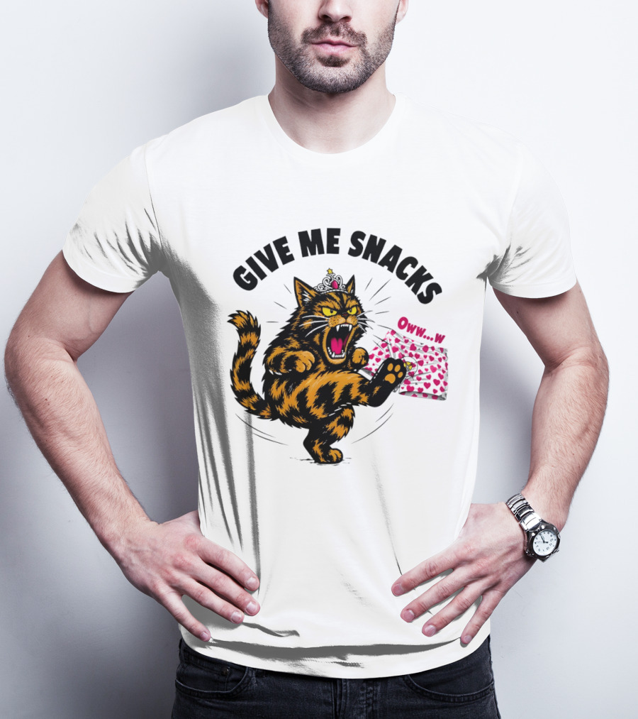Cat Crown Give Me Snacks Owww W Wild Feline Fun T-Shirt