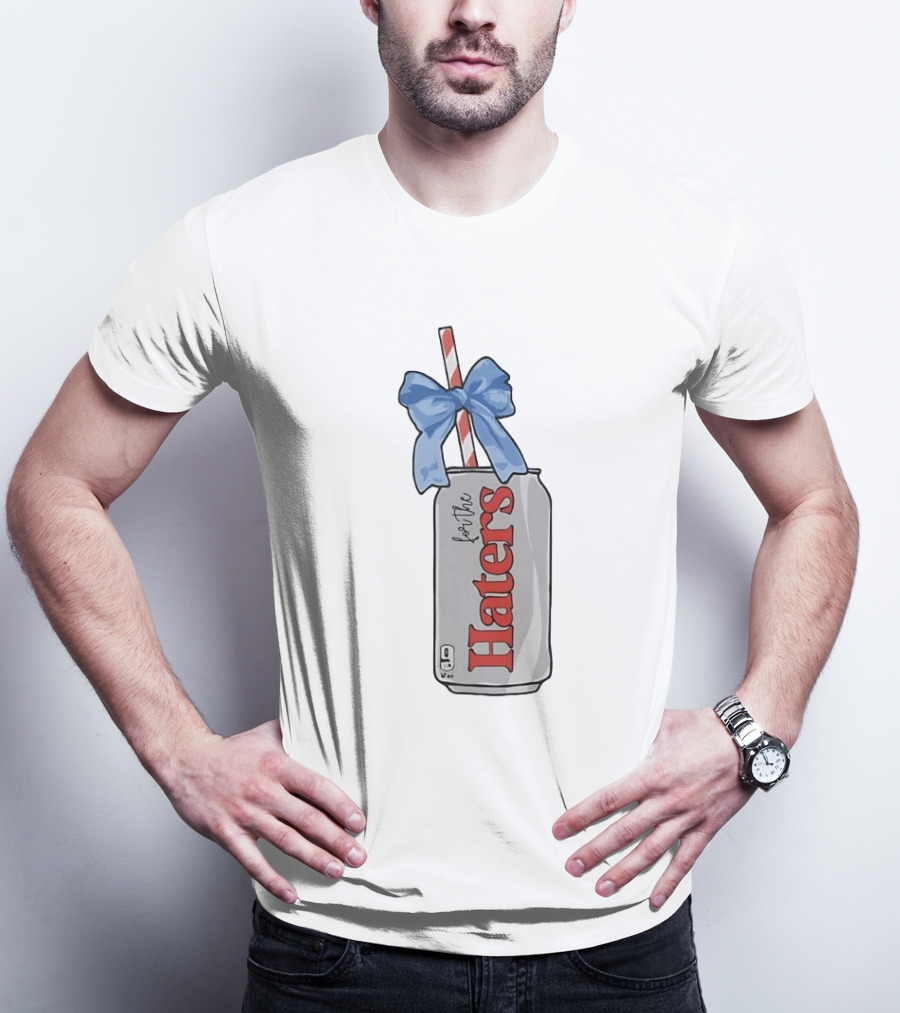 For The Haters Diet Coke Can With Blue Ribbon Bow And Straw T-Shirt