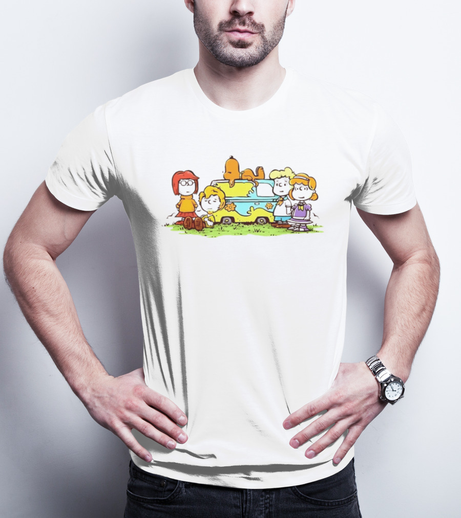 Scooby Doo Snoopy Crossover With Mystery Machine And Peanuts Characters T-Shirt