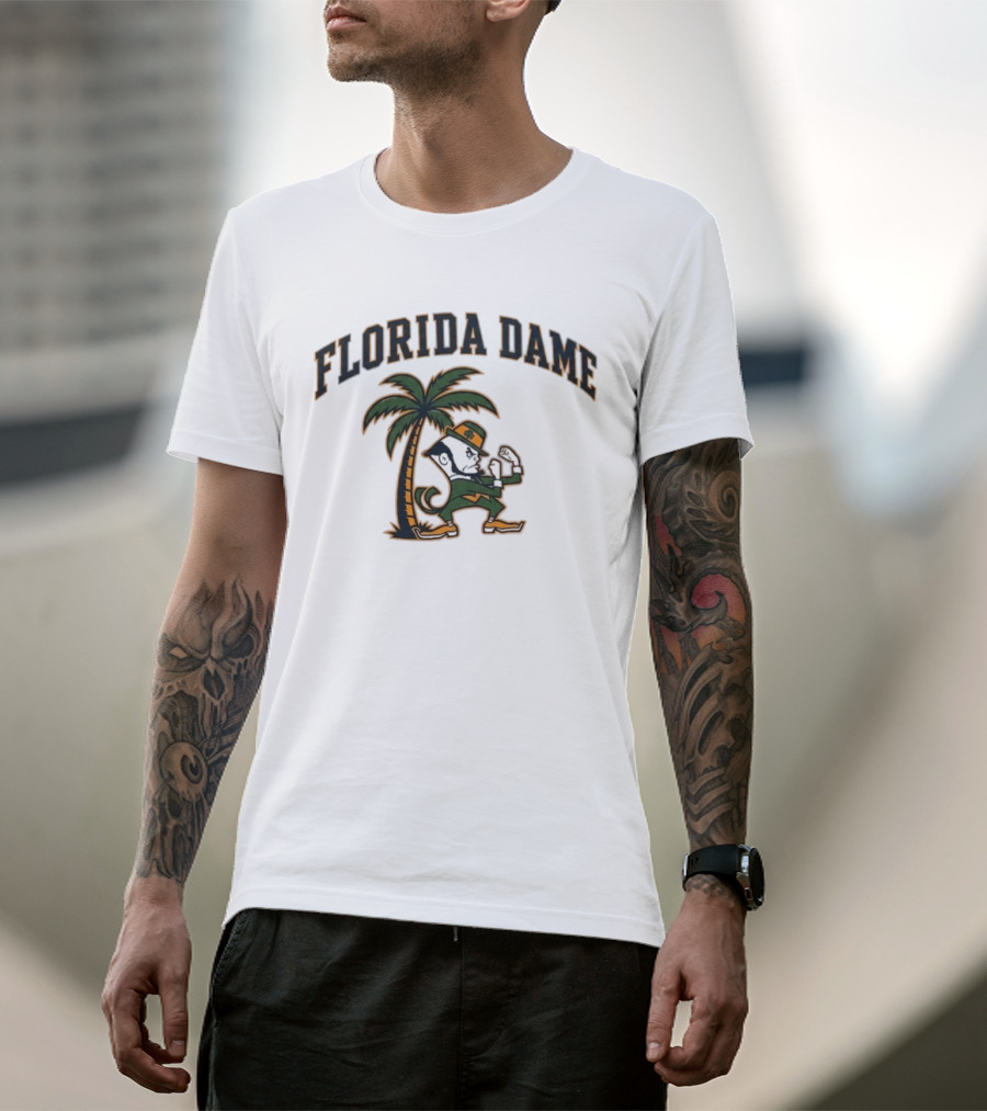 Florida Dame Notre Dame Fighting Irish Palm Tree Leprechaun T-Shirt