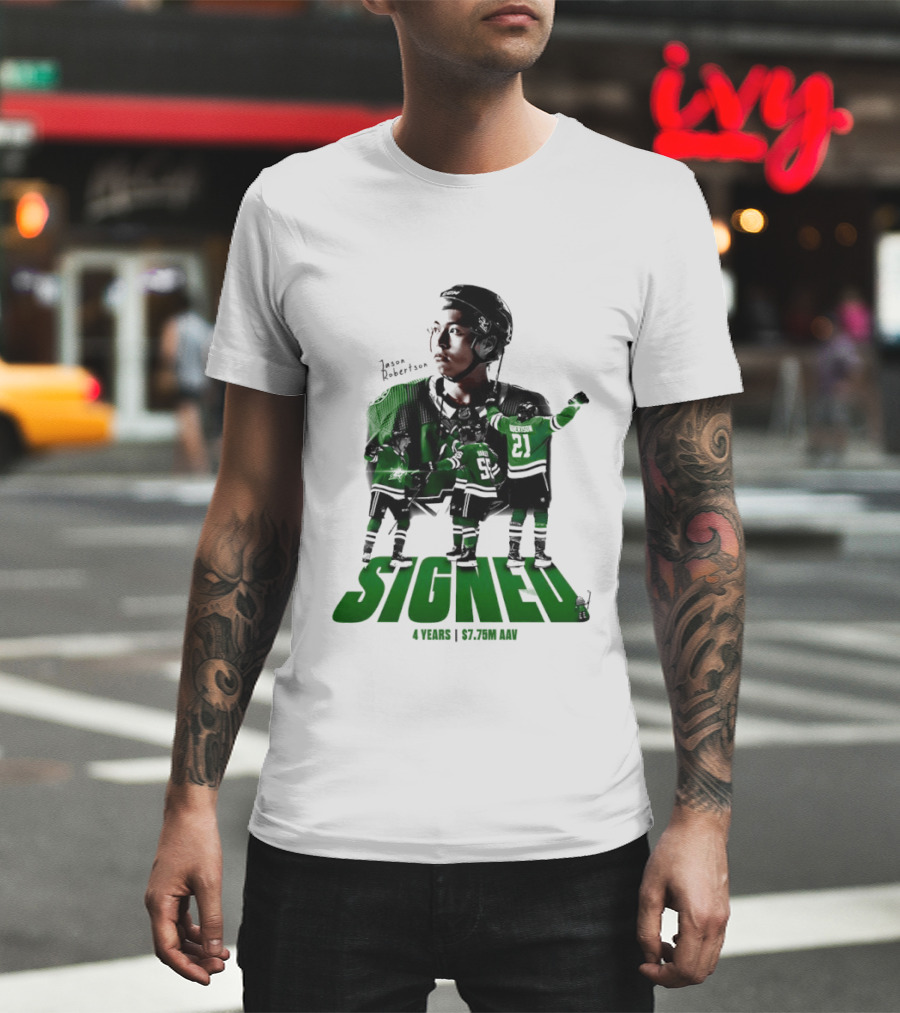 Jason Robertson Signed Dallas Stars 4 Years $7.75M AAV Contract T-Shirt