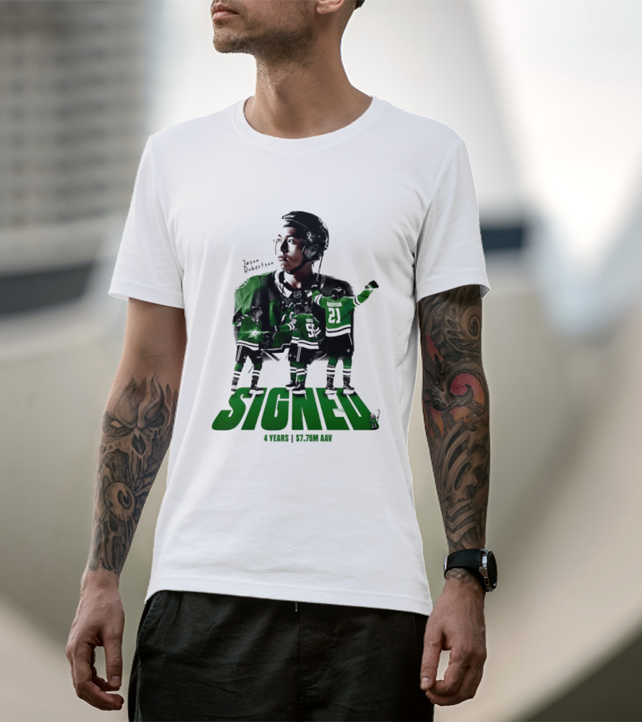 Jason Robertson Signed Dallas Stars 4 Years $7.75M AAV Contract T-Shirt