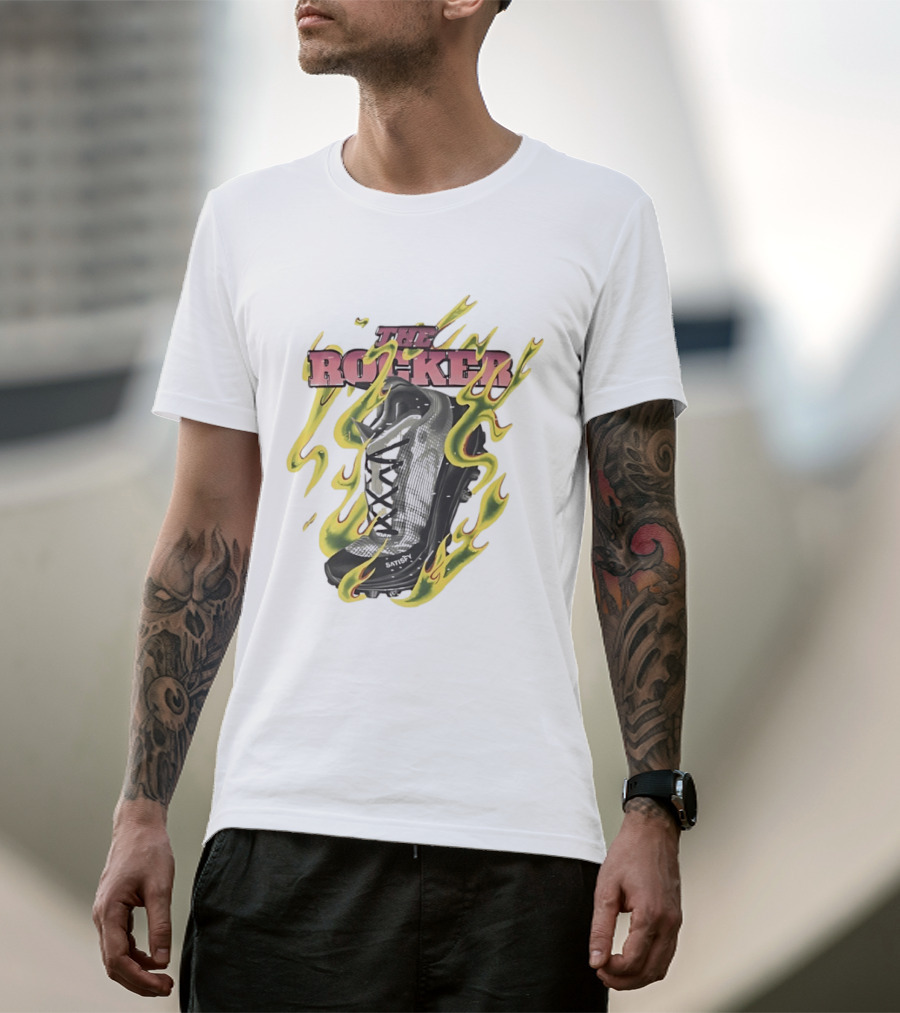 The Rocker Satisfy Running Original Trailblazer Flame Boot T-Shirt