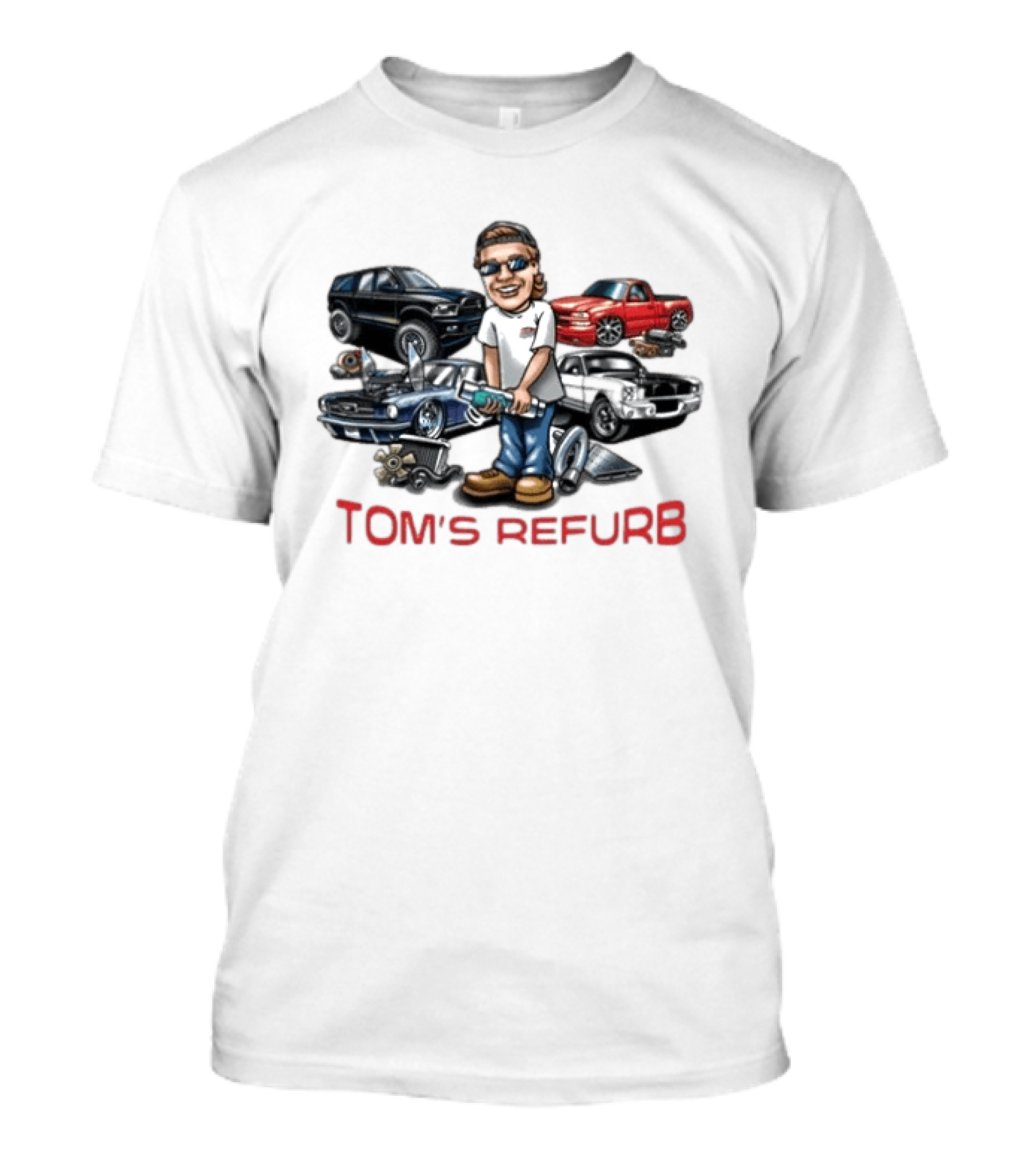 Toms Refurb Playin With My Junk Custom Car Lover Cartoon Fun T-Shirt