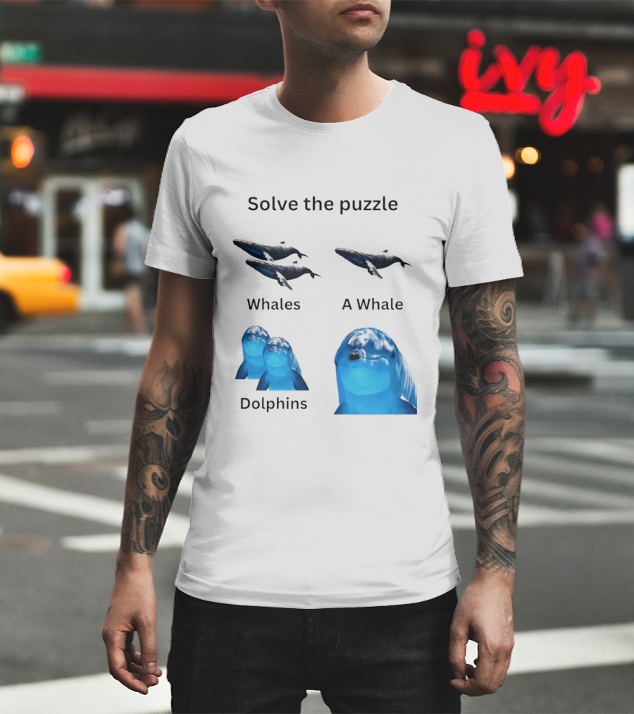 Solve The Puzzle Whales A Whale Dolphins Wordplay T-Shirt