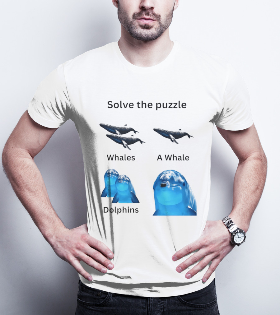 Solve The Puzzle Whales A Whale Dolphins Wordplay T-Shirt