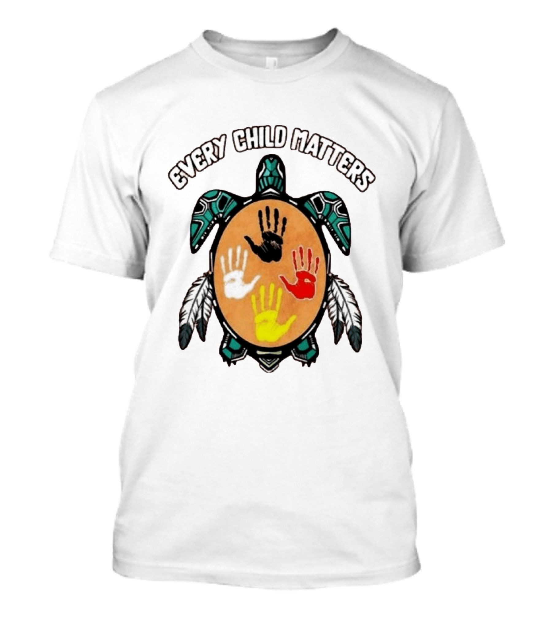 Every Child Matters Turtle Handprint Feather Symbol Empowerment T-Shirt