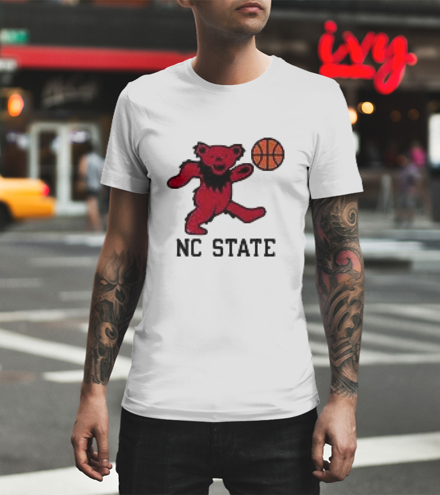 Grateful Dead NC State Wolfpack Bears Basketball Team Collaboration T-Shirt