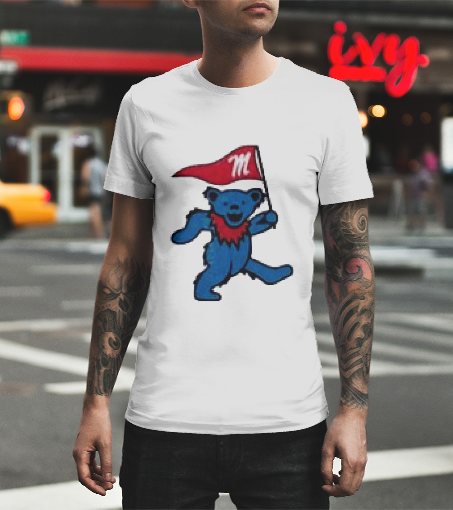 Grateful Dead Ole Miss Rebels Bears M Flag T-Shirt