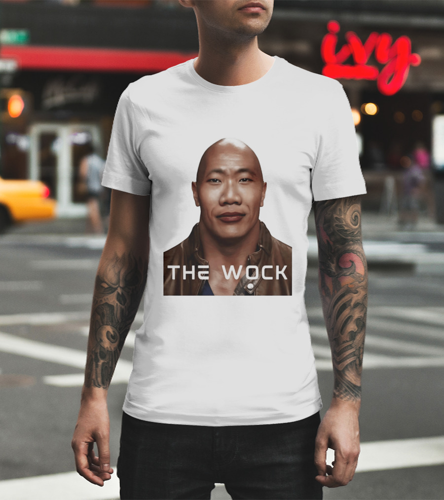 The Wock Parody Face Mashup The Rock And Wok T-Shirt