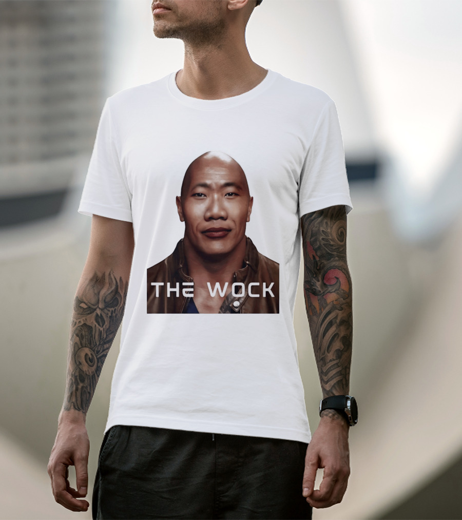The Wock Parody Face Mashup The Rock And Wok T-Shirt