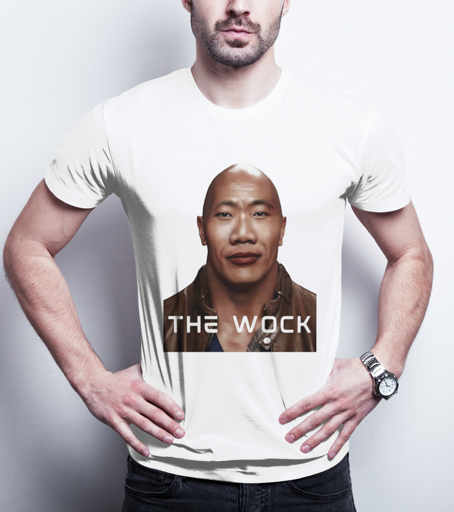 The Wock Parody Face Mashup The Rock And Wok T-Shirt