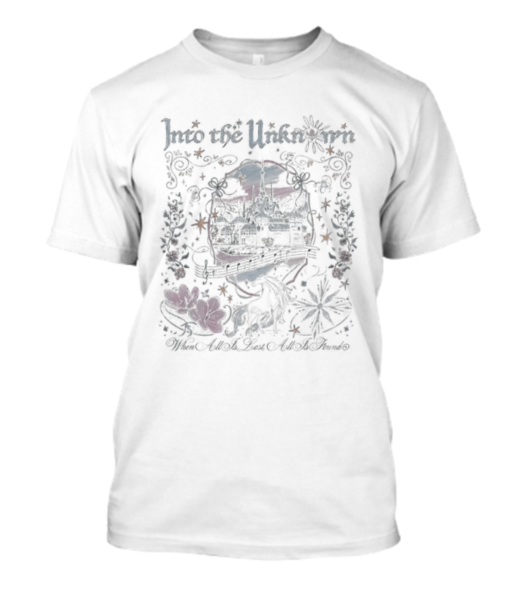 Into The Unknown When All Is Lost All Is Found Vintage Floral Mushroom T-Shirt