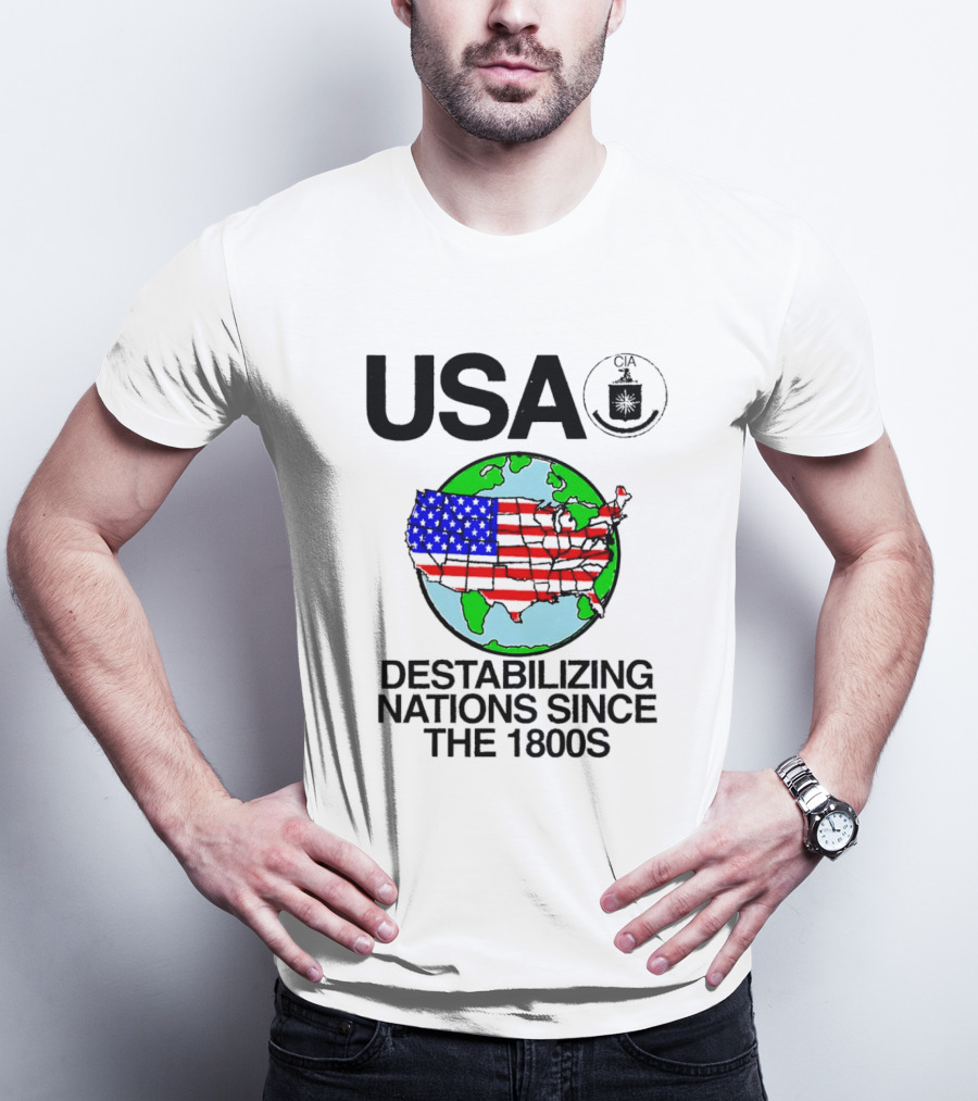 USA Destabilizing Nations Globe Map Theme Since The 1800s T-Shirt