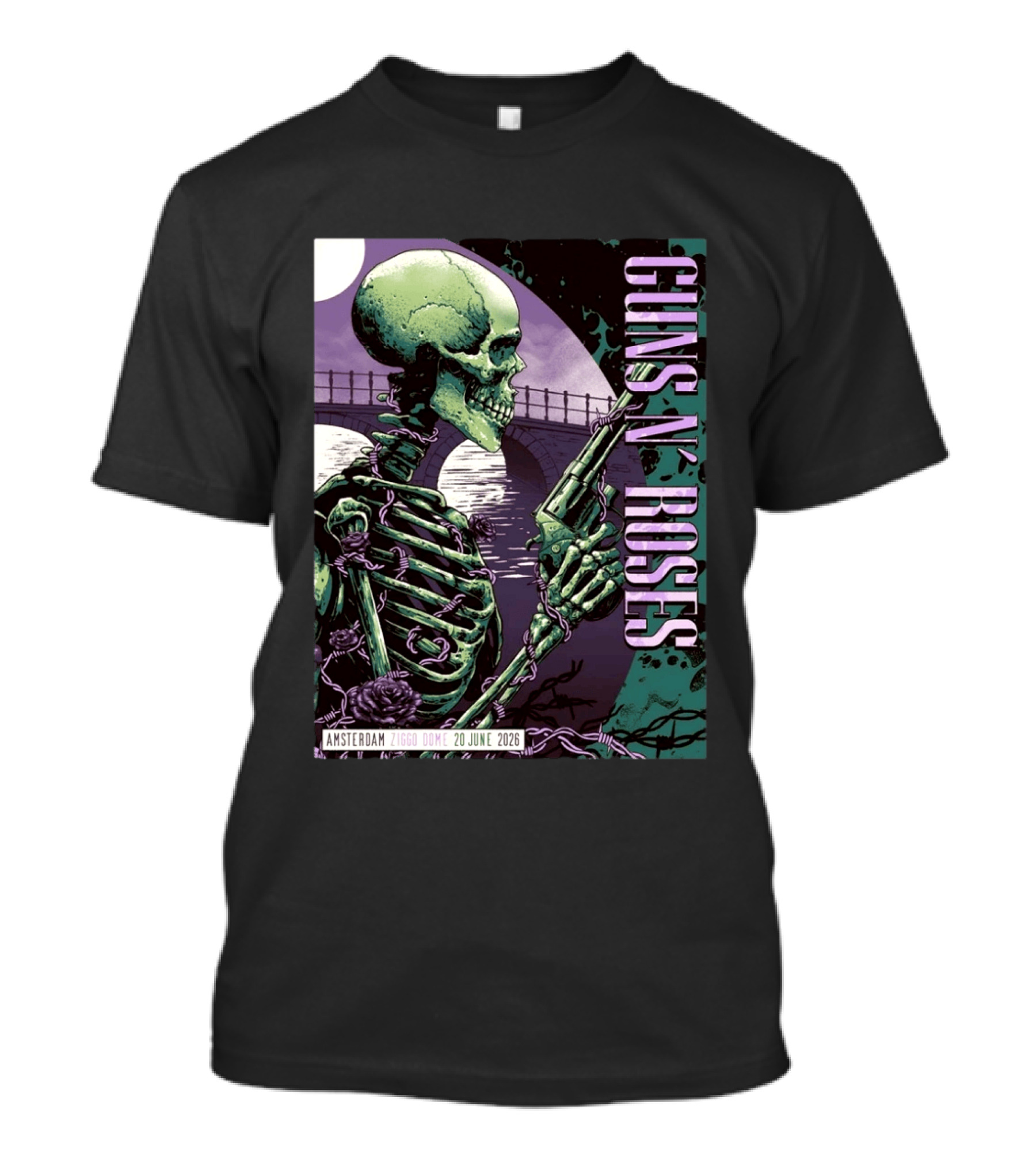 Guns N Roses Amsterdam Ziggo Dome 20 June 2026 Skeleton Bridge T-Shirt