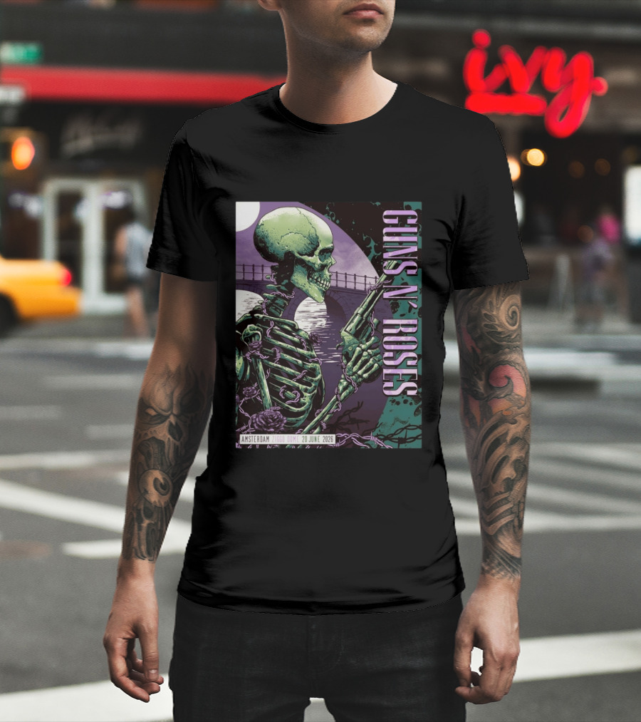 Guns N Roses Amsterdam Ziggo Dome 20 June 2026 Skeleton Bridge T-Shirt