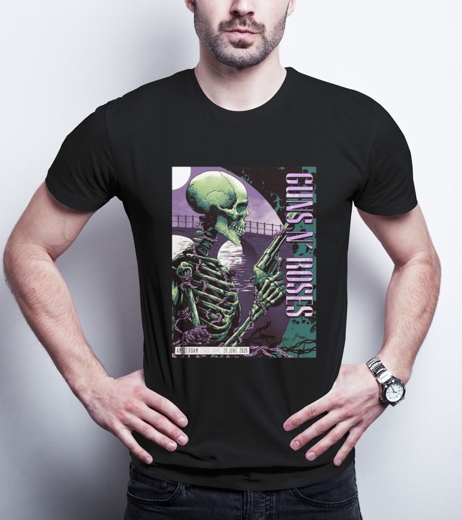 Guns N Roses Amsterdam Ziggo Dome 20 June 2026 Skeleton Bridge T-Shirt