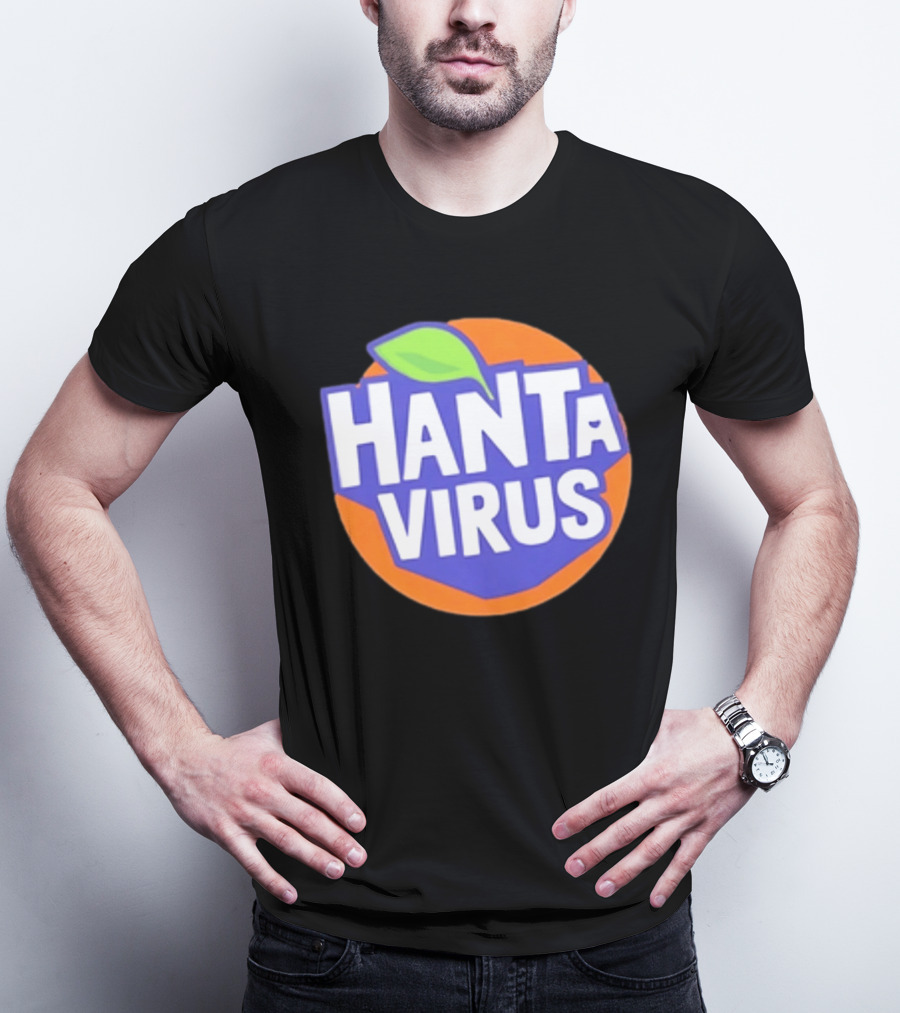 Hanta Virus Fanta Orange Circle With Green Leaf T-Shirt