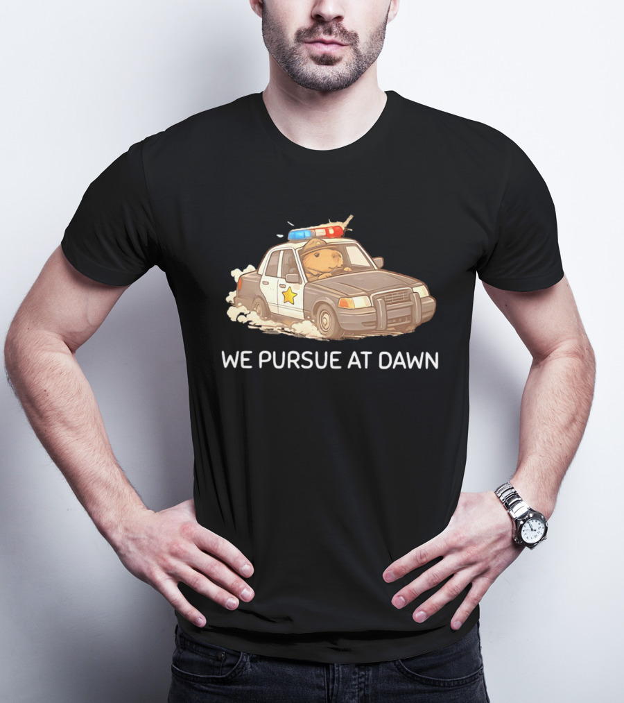 Capybara Police Car We Pursue At Dawn T-Shirt