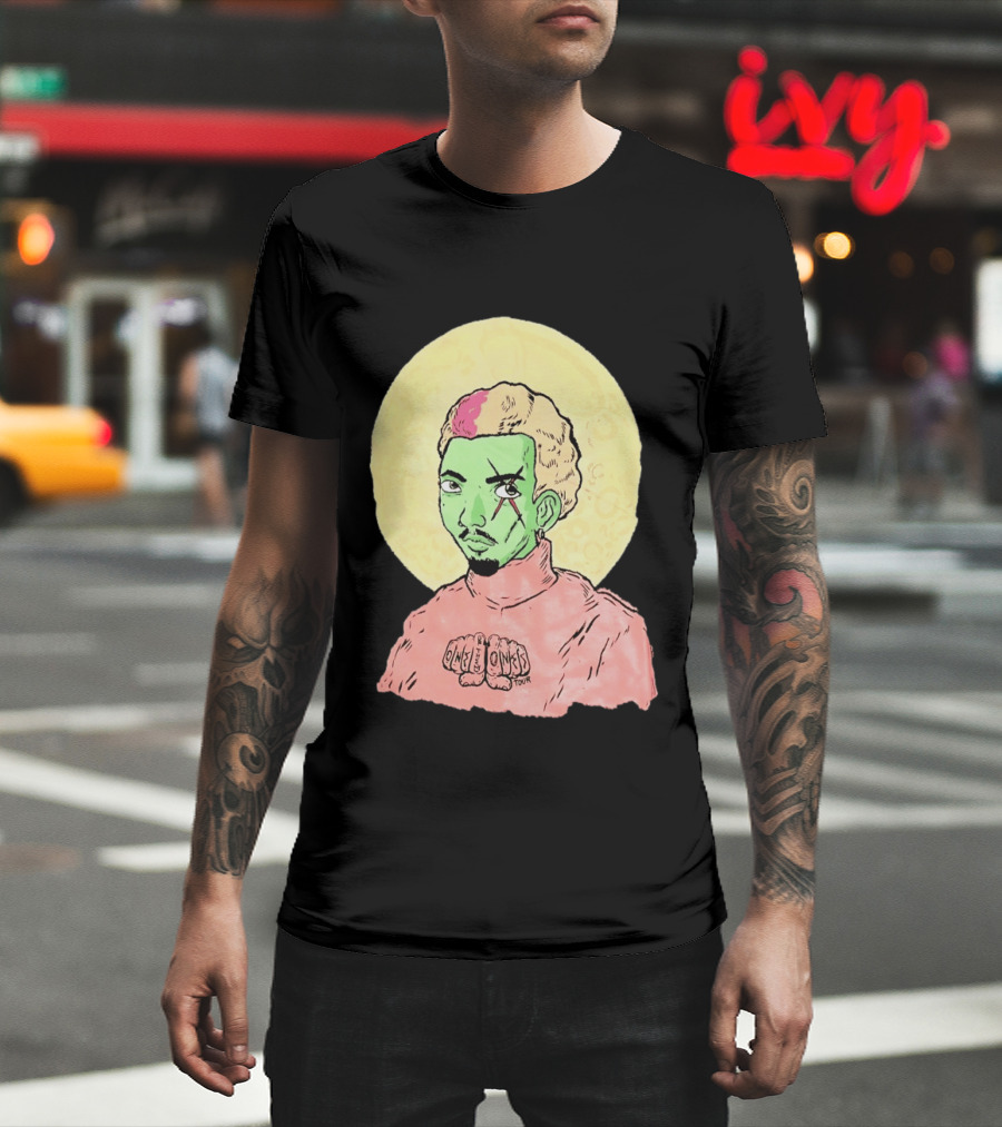 Chris Brown One Of Them Ones Tour 2026 Green Face Pink Hair Halo T-Shirt
