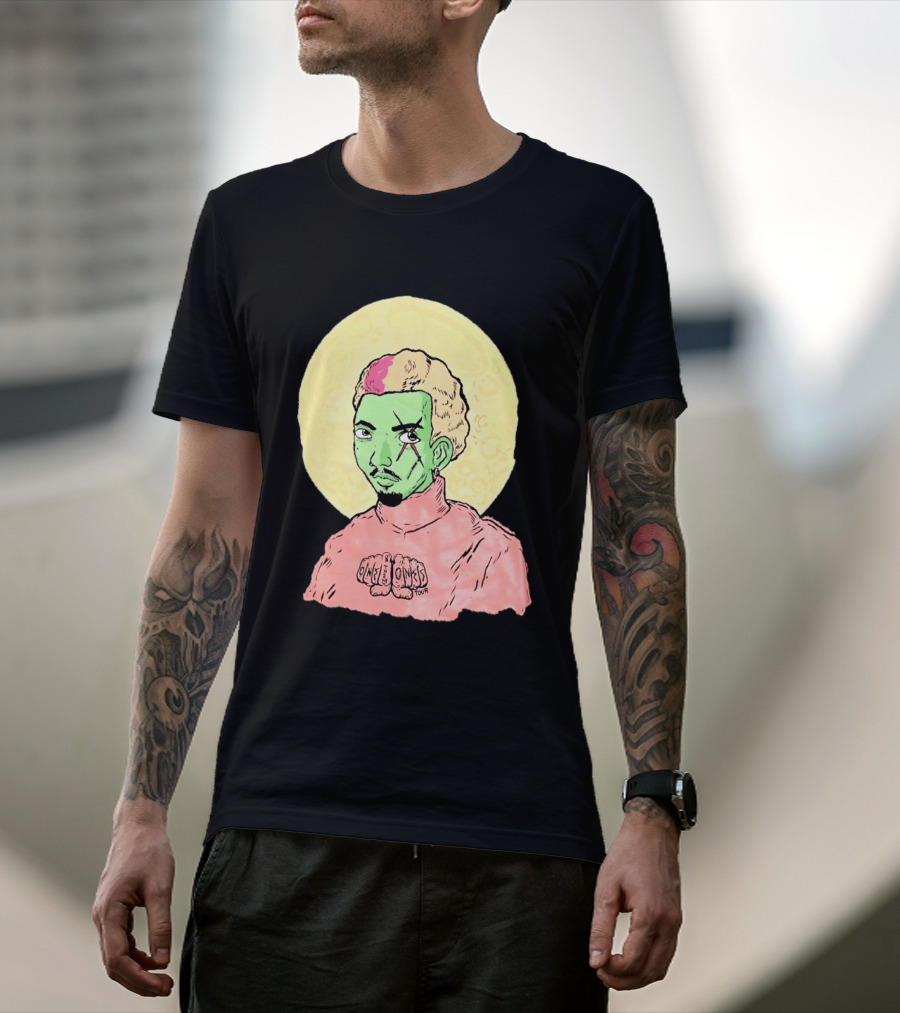 Chris Brown One Of Them Ones Tour 2026 Green Face Pink Hair Halo T-Shirt