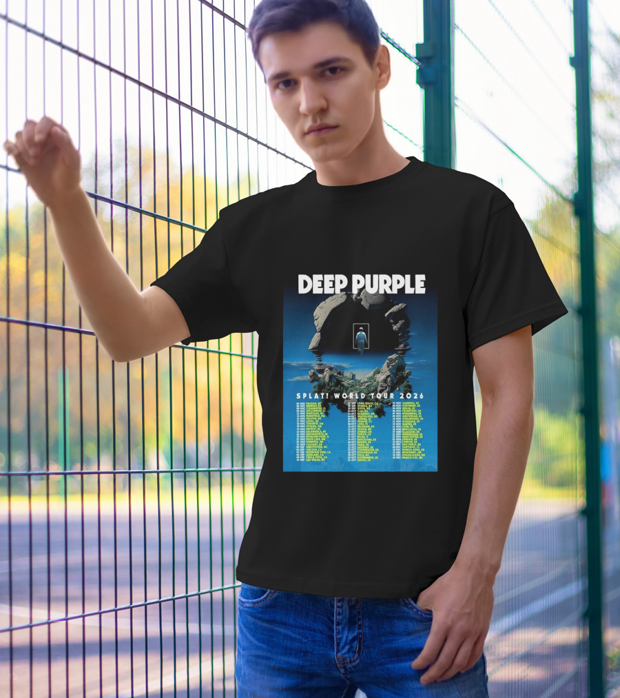 Deep Purple Splat World Tour 2026 Schedule And Dates Raleigh To Mexico City T-Shirt