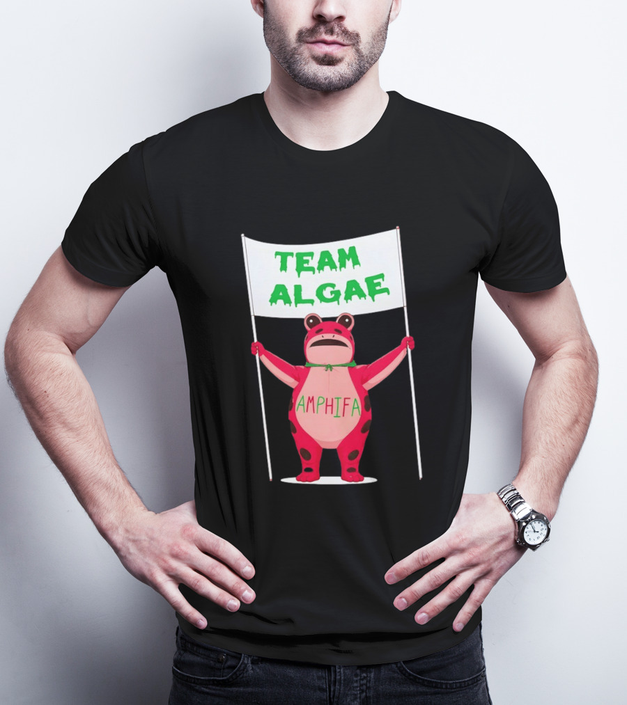 Team Algae Amphifa Frog Holding Banner T-Shirt