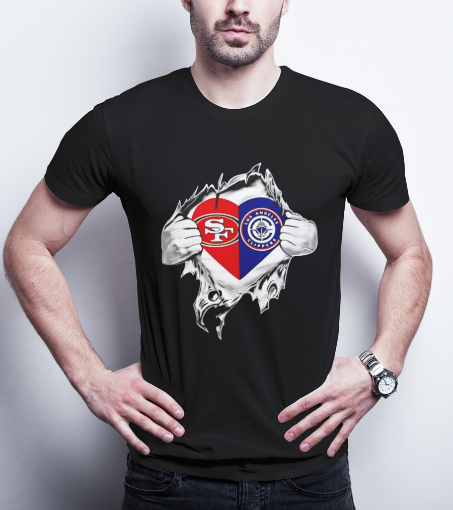 LA Clippers San Francisco 49ers Heart Scratch Dual T-Shirt