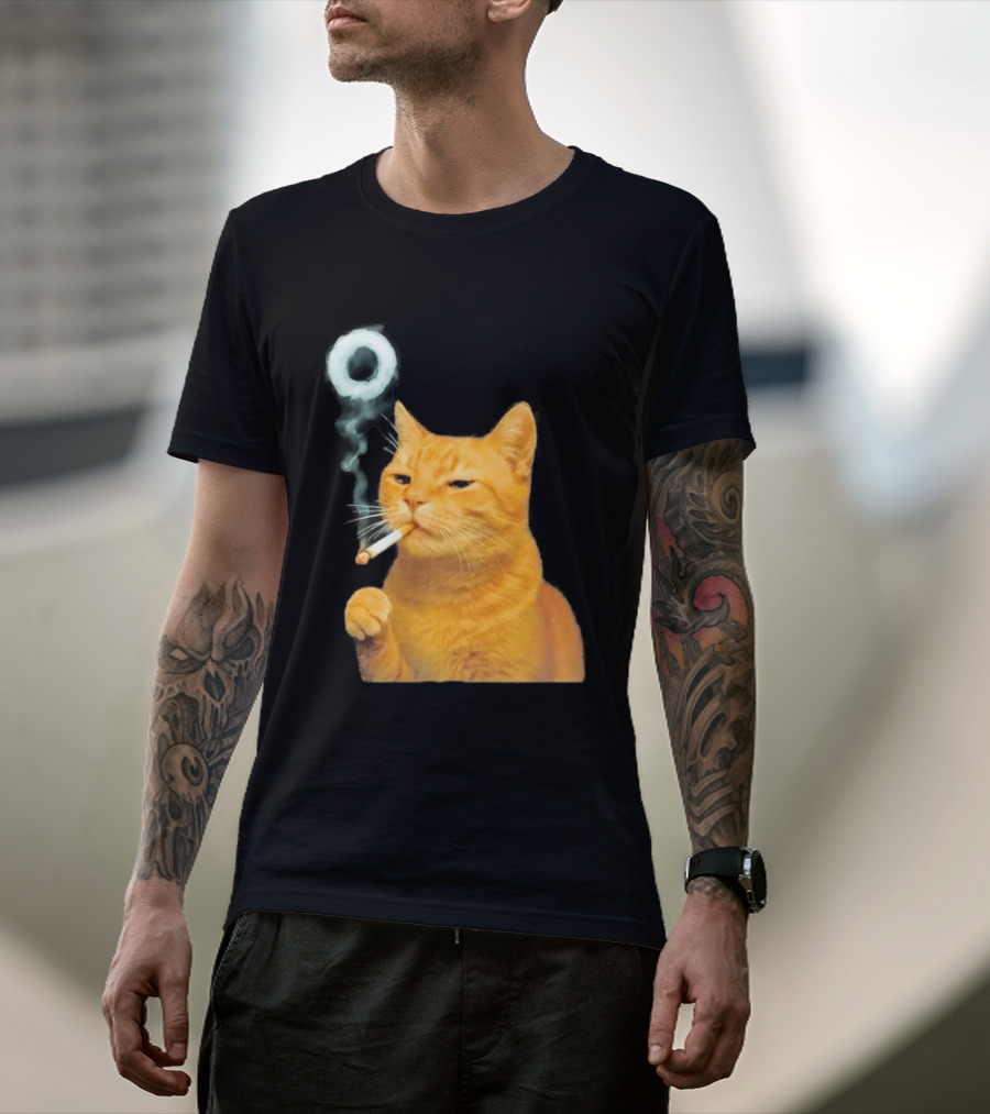 Smoking Cat With Cigarette And Smoke Ring T-Shirt