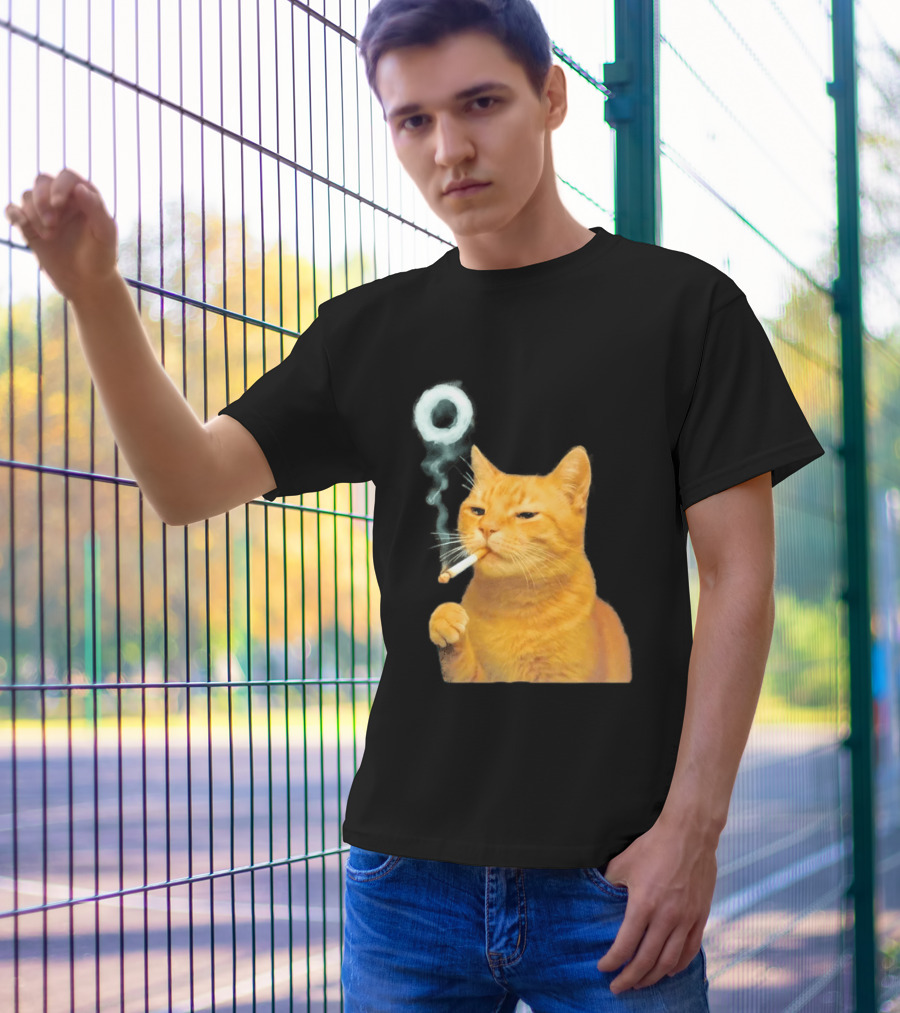 Smoking Cat With Cigarette And Smoke Ring T-Shirt
