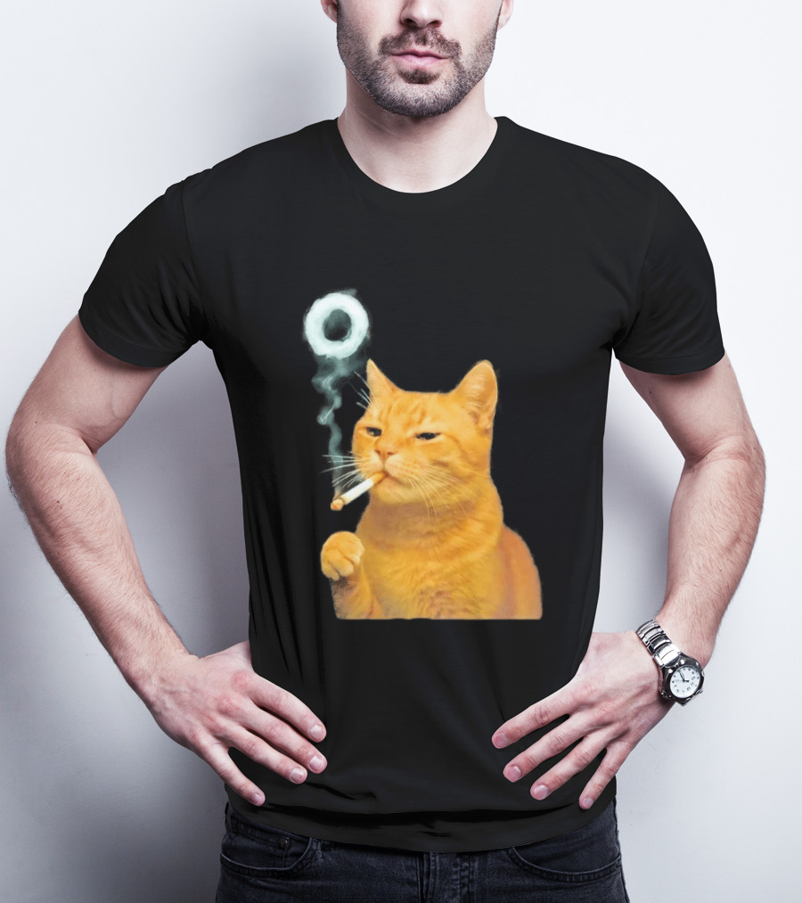 Smoking Cat With Cigarette And Smoke Ring T-Shirt